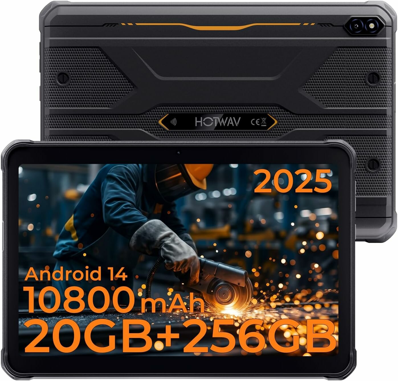 HOTWAV R10 Pro — защищенный планшет, 10,1 дюйма, 10800 мАч, 20 (8+12) ГБ 256 ГБ, Android 14