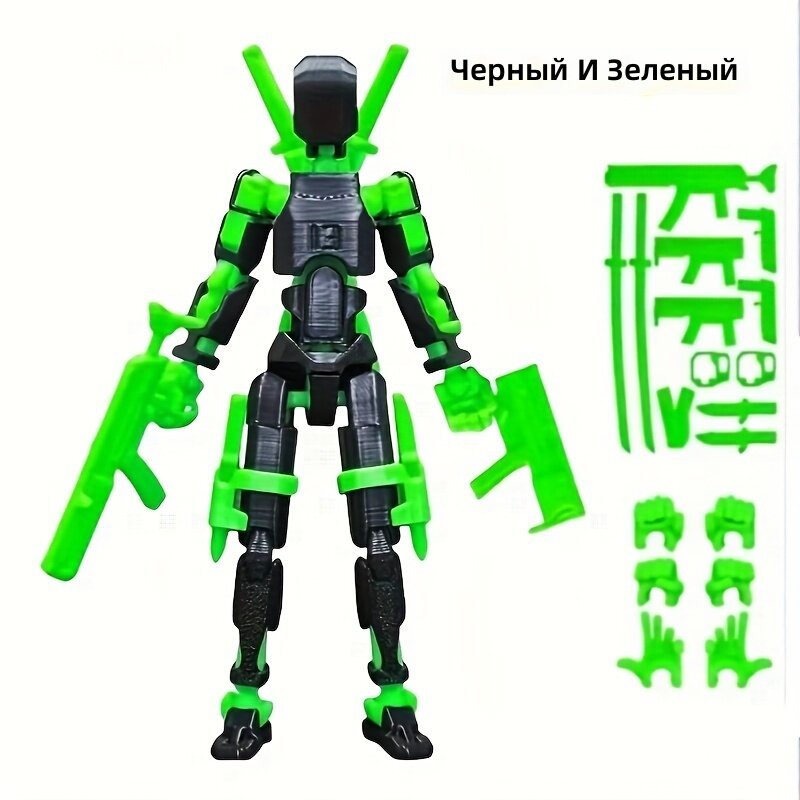 Фигурка 3D-печатная «Самурай» из серии Articulated Titan 13, подвижный робот в чёрно-зелёном исполнении, коллекционная игрушка для интерьера