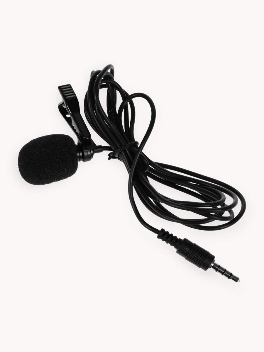 Микрофон на прищепке G-101, 100-16000 Гц, -32 дБ, 2.2 кОм, Jack 3.5 мм, 1.5 м, черный