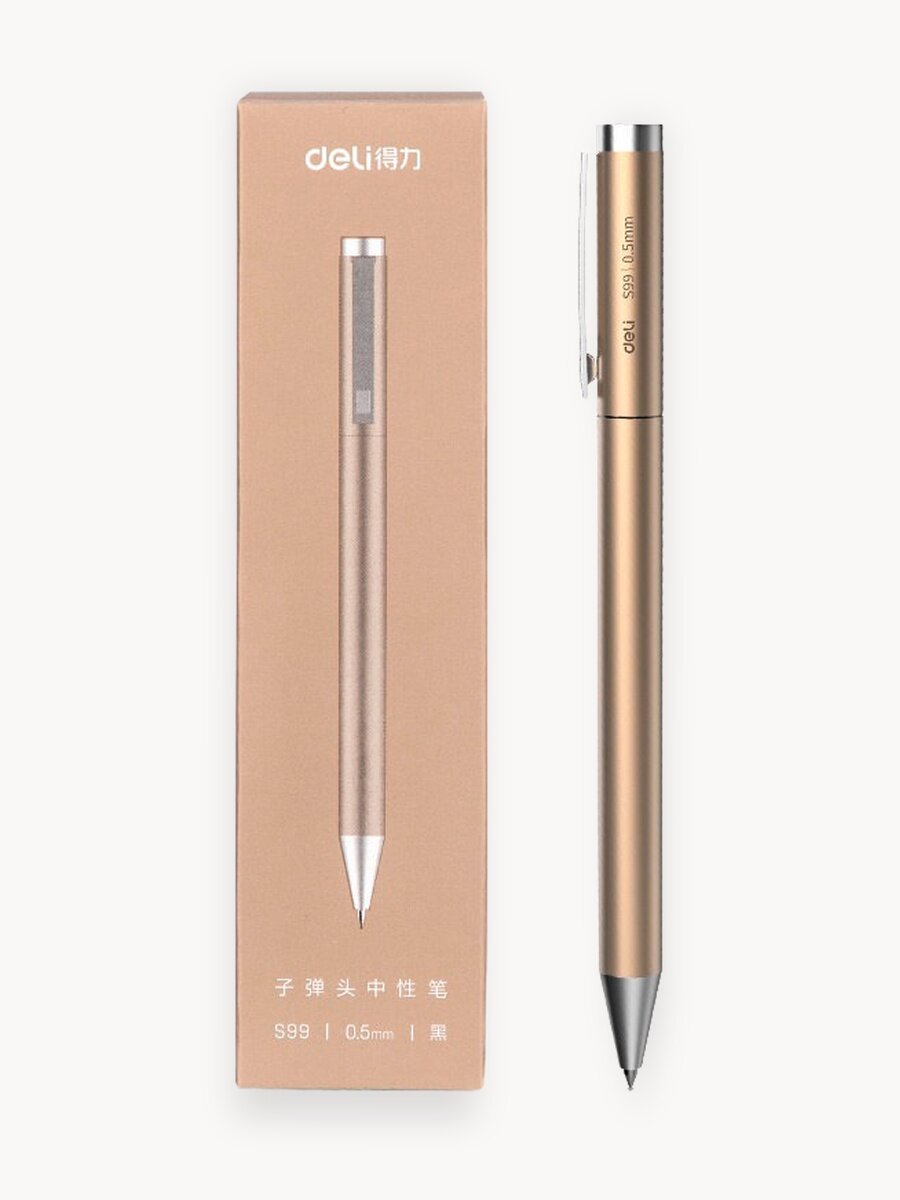 Ручка металлическая Xiaomi Deli S99 с комплектом темно-синих стержней (10 шт.)