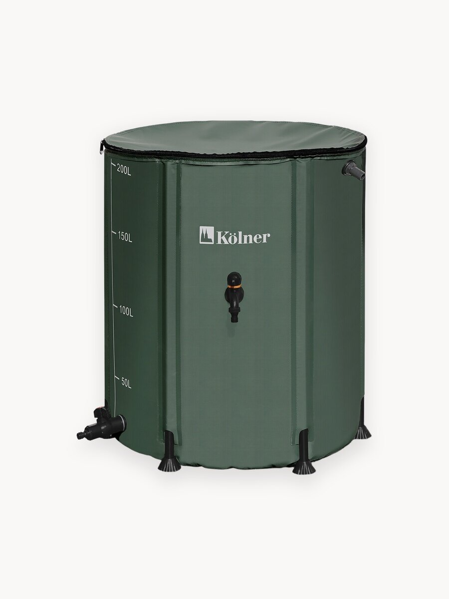 Бочка для воды складная Kolner KWB 200G 8091100300, ПВХ, 200л, зеленая