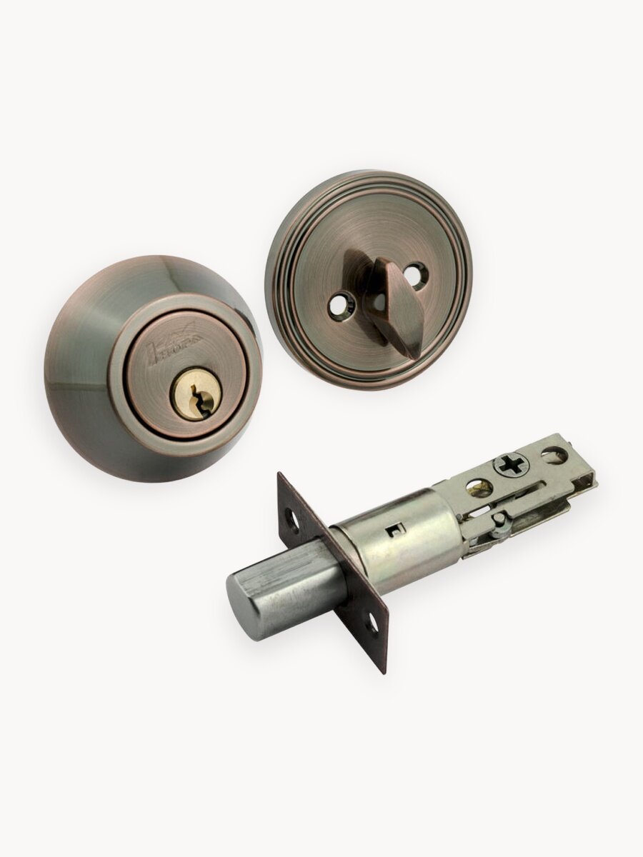 Замок врезной Нора-М D1, ключ/фиксатор, 3 ключа, старая медь