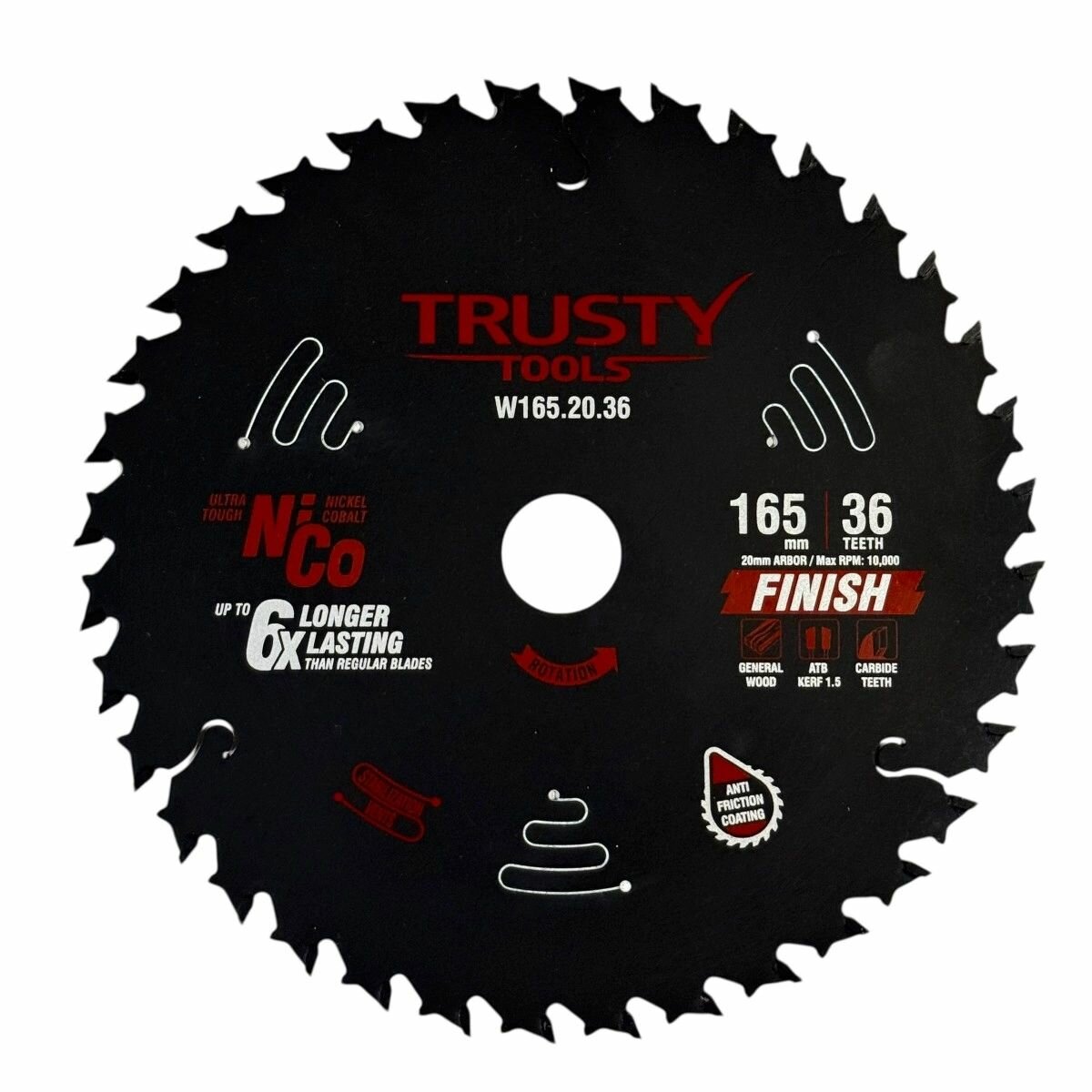 Пильный диск по дереву 165Х1,5/1,0Х20 мм Z36 Trusty-Tools Finish/Чистовой аккуратный рез