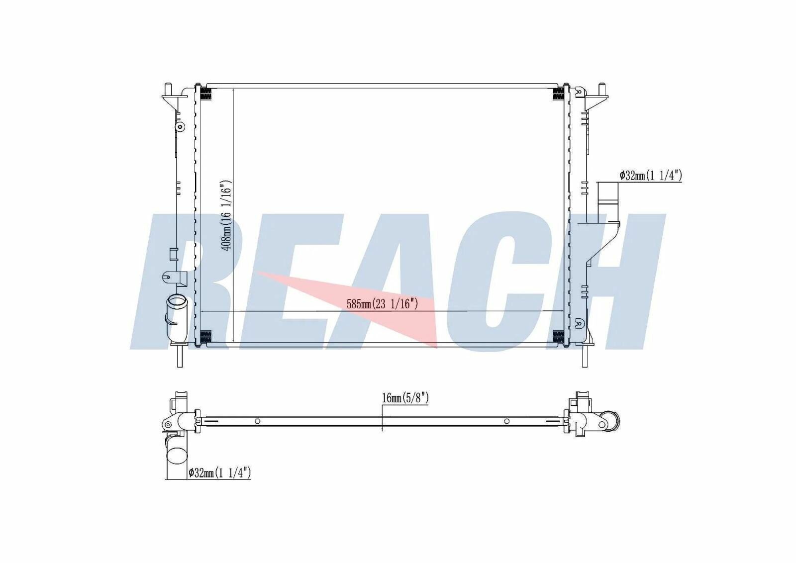 Радиатор REACH 1.40.22139.116 RENAULT LOGAN I (LS_) 1.5 DCI 2007-