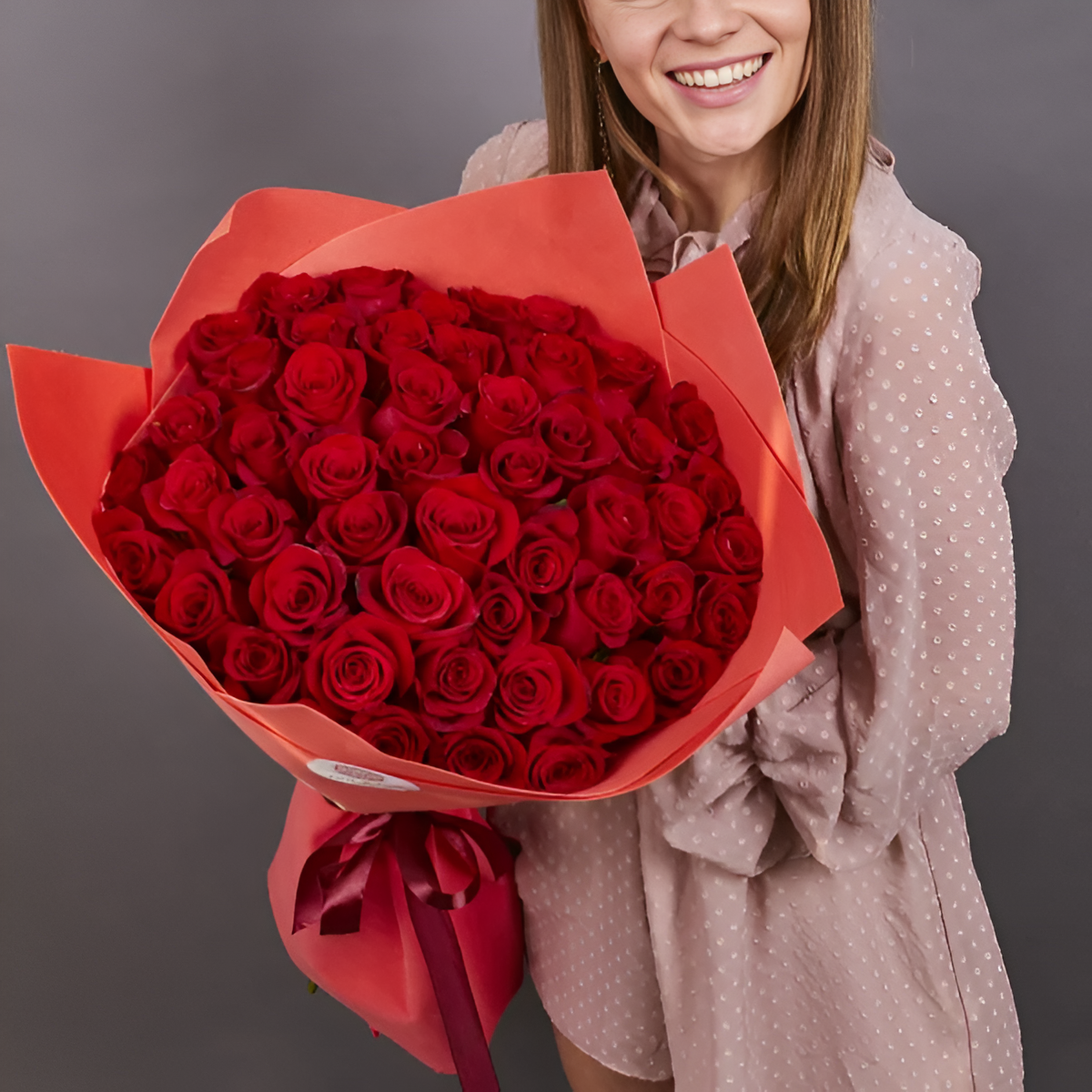 Букет FLORY LOVE "Фридом Эквадор", 51 роза, высота 60см, красный