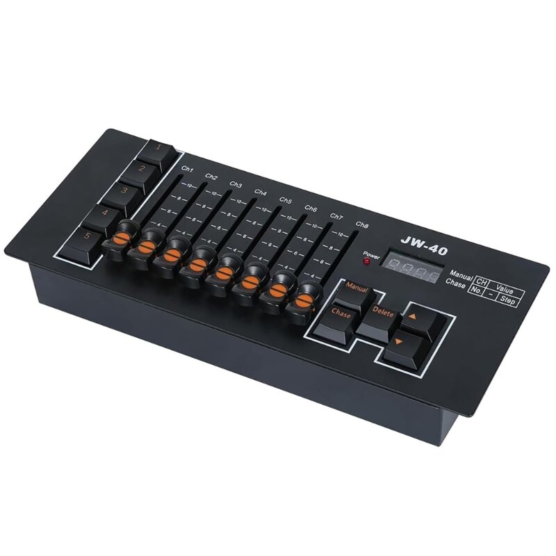 DMX512 Мини Контроллер Освещения Портативная Перезаряжаемая Батарея Типа C 8 Фейдеров 5 Программ 40 Каналов Для DJ Сценических Вечеринок