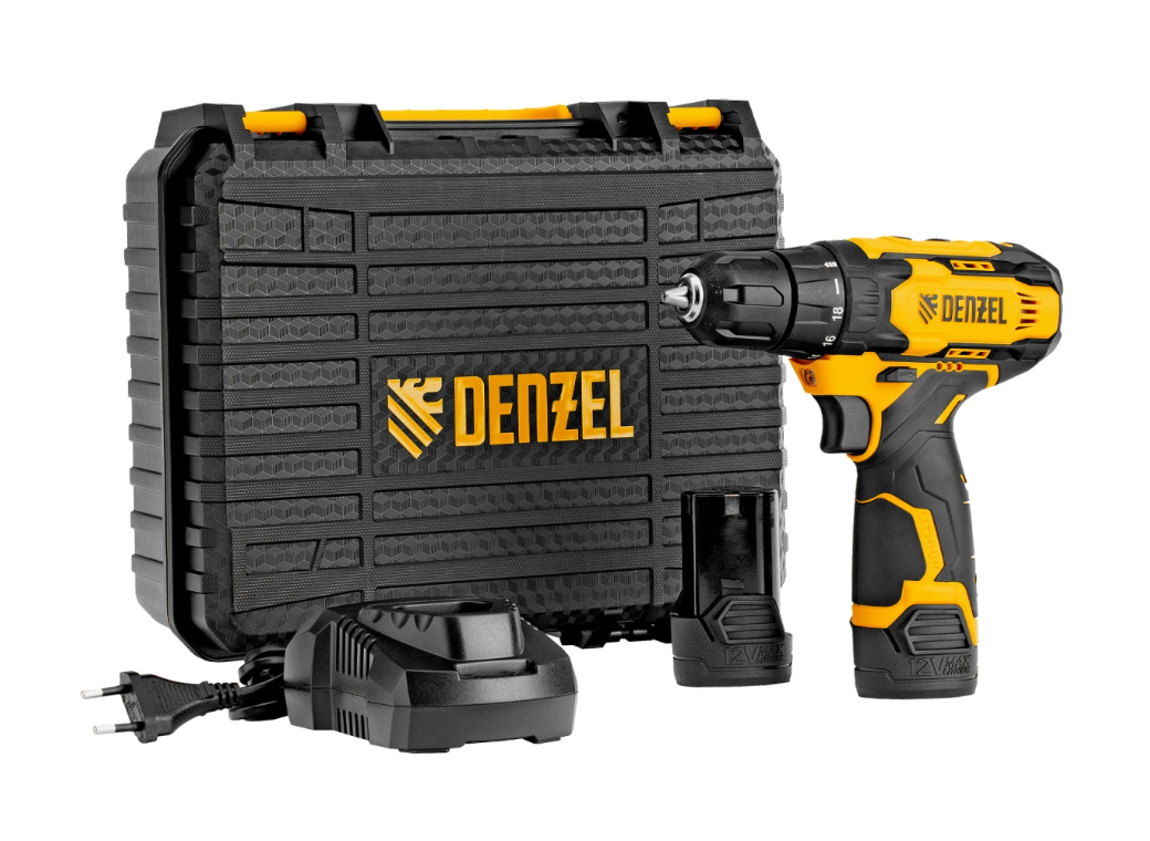 Дрель-шуруповерт аккумуляторная cdq-12, li-ion, 12 в// denzel