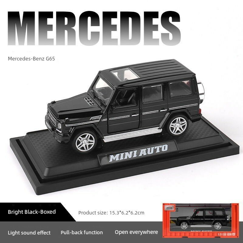 Модель автомобиля Mercedes-Benz G65 из металла, чёрный, с подставкой, 1:18, коробка, детская игрушка