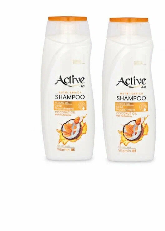 Active шампунь для сухих волос масло миндаля и кокоса 2х350мл.