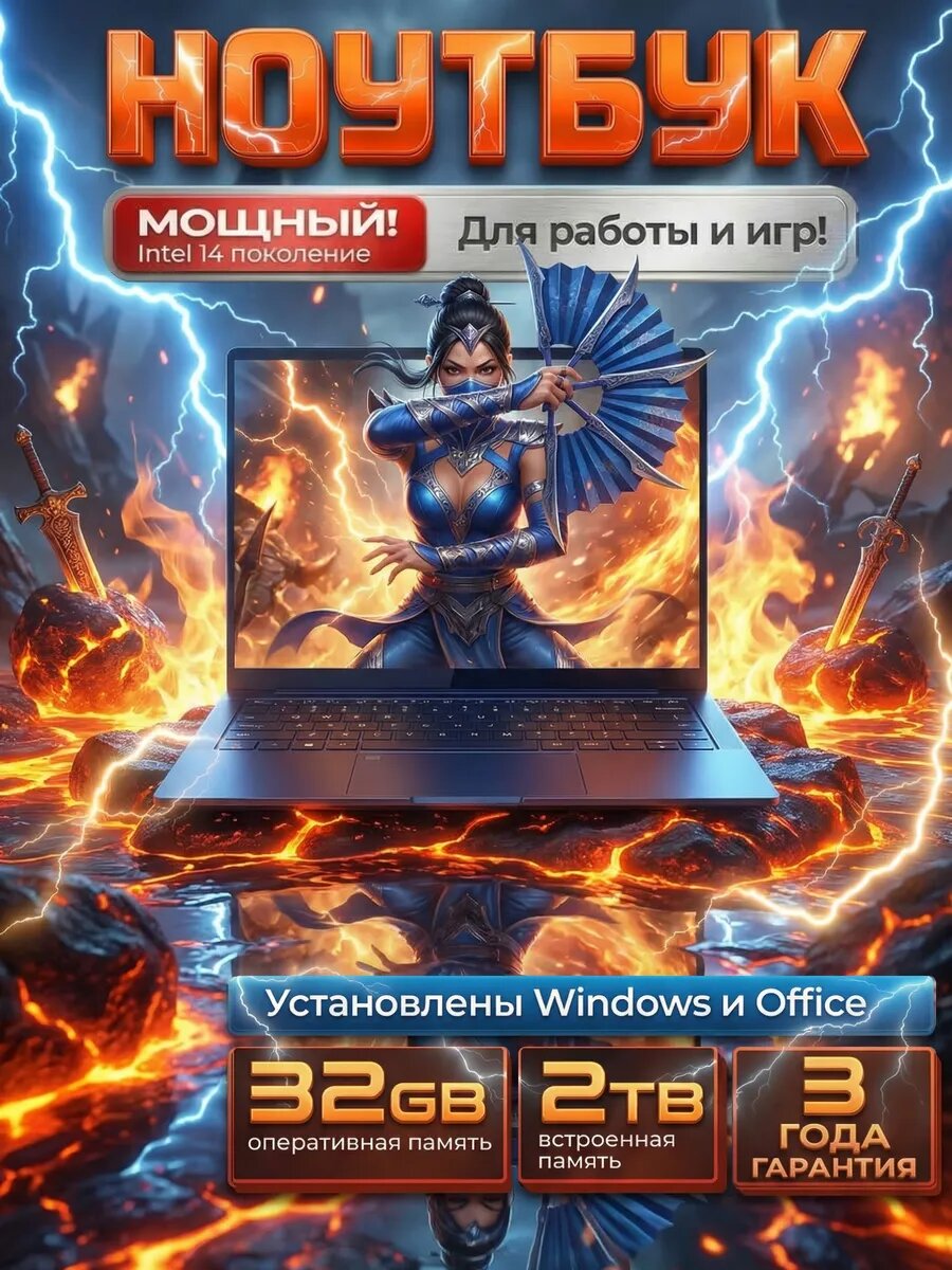 Ноутбук Intel Core i9-13900HX, 32GB RAM, 2048GB SSD, 2026 + Office
