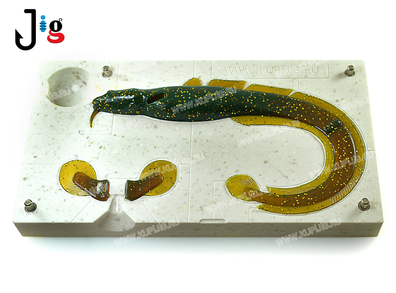 Burbot 7.3" 185 мм (до загиба хвоста) Форма под шприц из акрилового камня для литья рыболовных силиконовых приманок