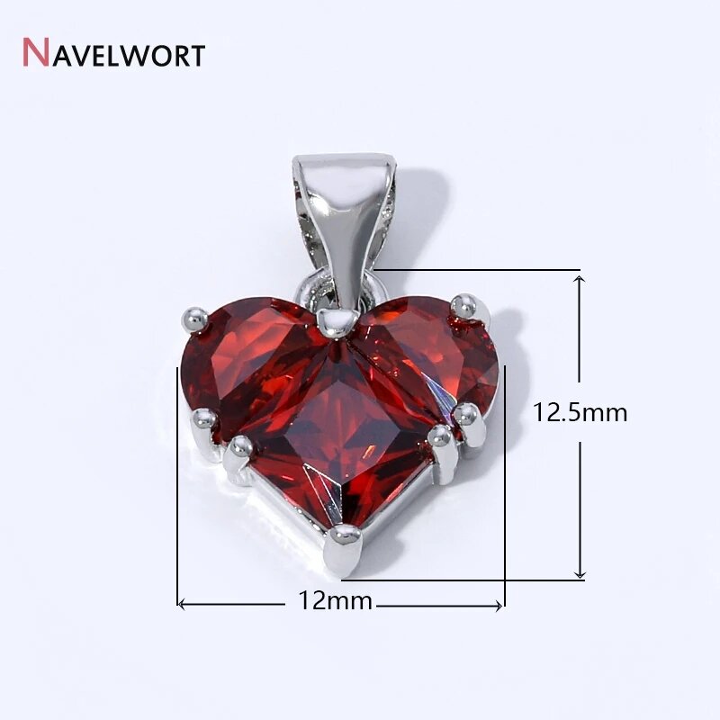 Подвеска сердце красное NAVELWORT, Rhodium plated, 12x12.5 мм