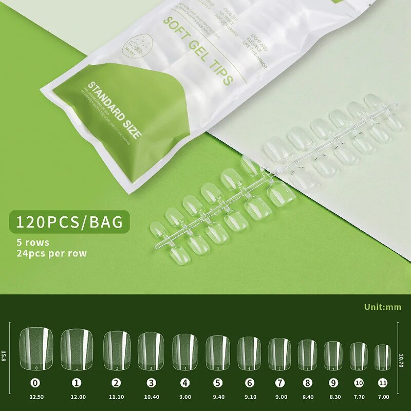 Гелевые типсы XXS Square, 120шт, прозрачные