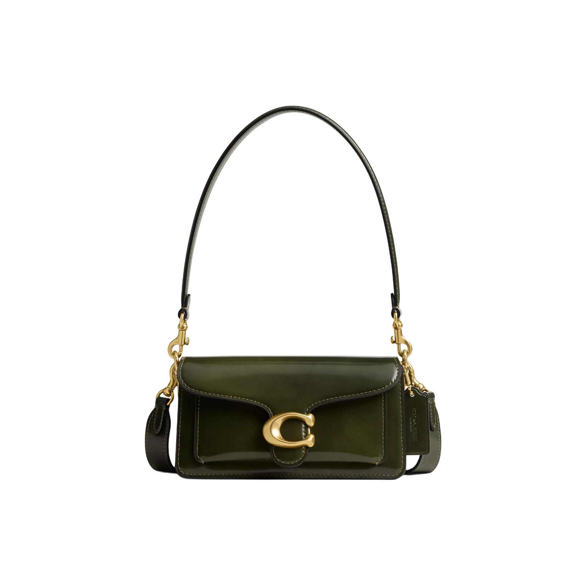 Сумка Coach, фактура матовая, оливковый — фото 1