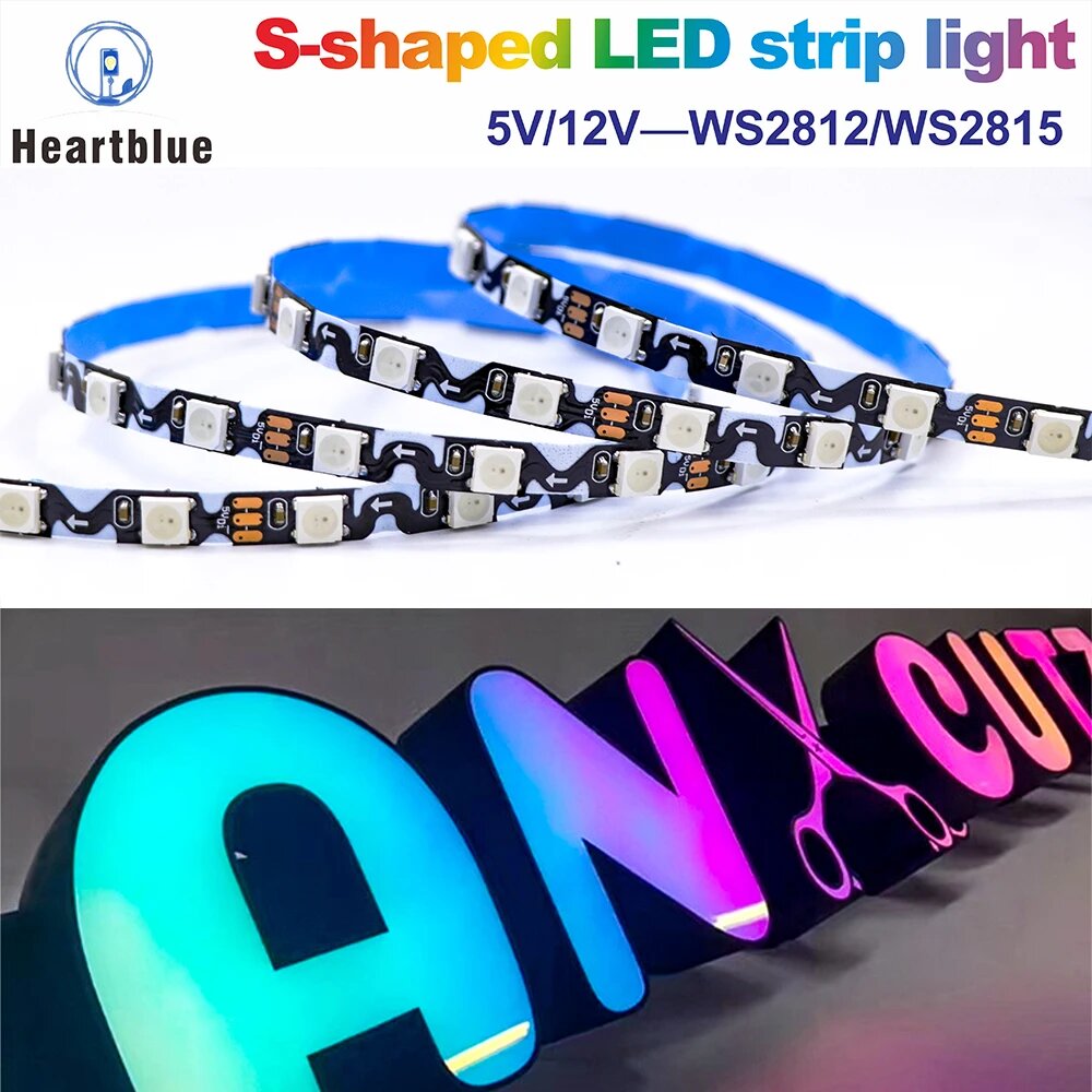 RGB адресная светодиодная лента SMD5050 5V/12V 5v S-ws2812 black, 2 м