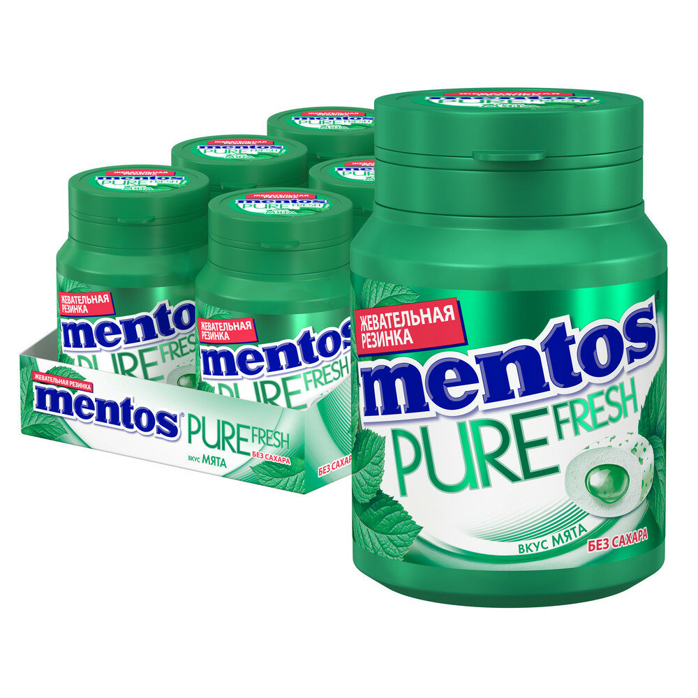 Жевательная резинка Mentos Pure Fresh вкус мята 324 гр. (6x54 гр.)