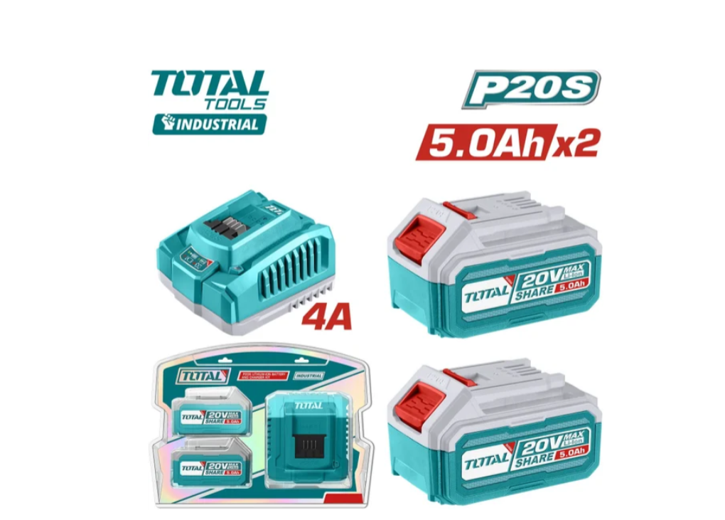 Аккумулятор с зарядным устройством Total TFBCPK2513 (20В/2x5 Ah + 20В)