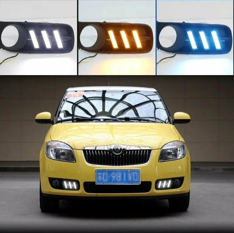 Фара автомобильная, Огни дневные ходовые, 2 шт, арт. Skoda Fabia II 2007-2010
