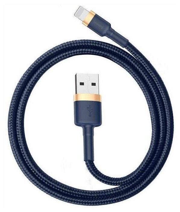 Кабель Baseus Cafule USB - Lightning (CALKLF-CV3), 2 м, синий/золотистый
