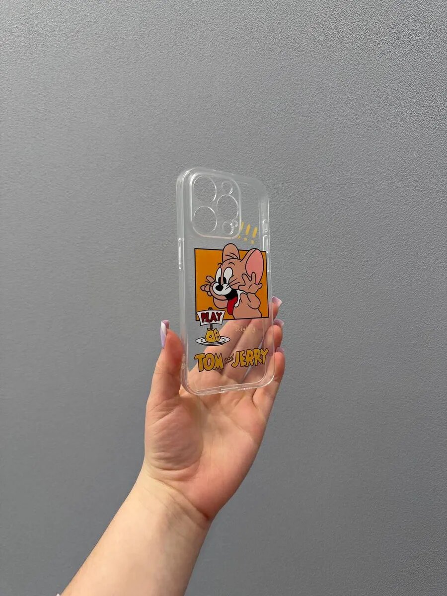 Чехол на Iphone 15 Pro , прозрачный , с рисунком мультиков . — фото 1