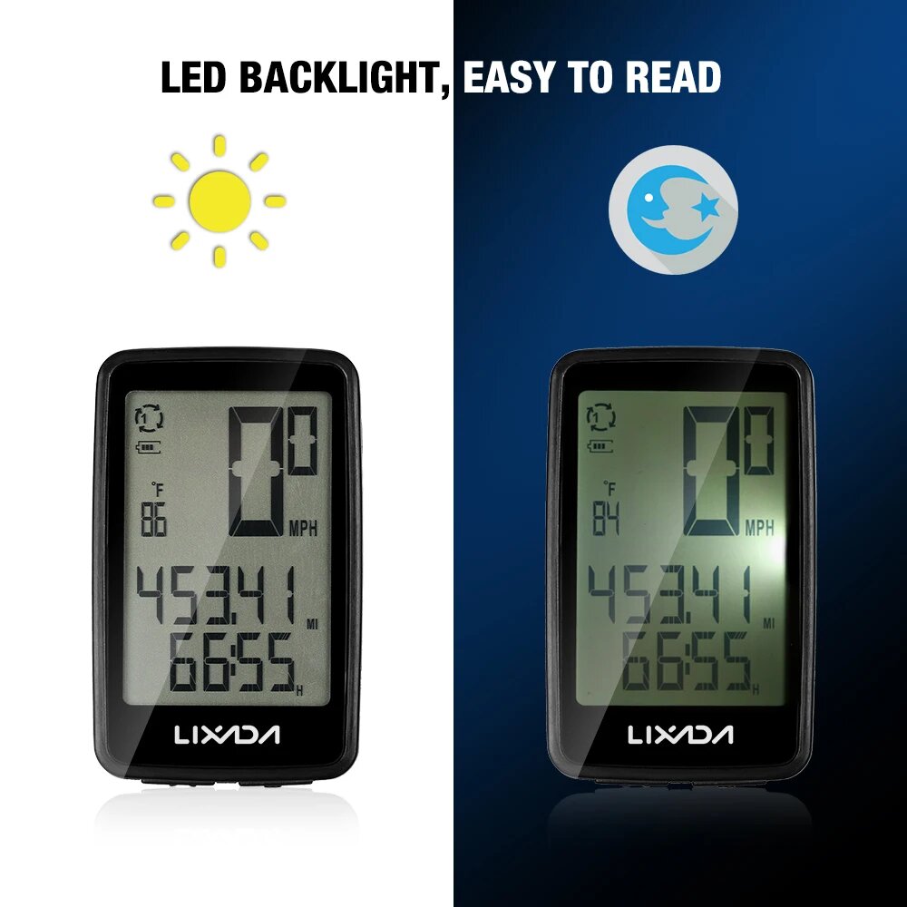 Велокомпьютер беспроводной Lixada, Black 2, 14 функций