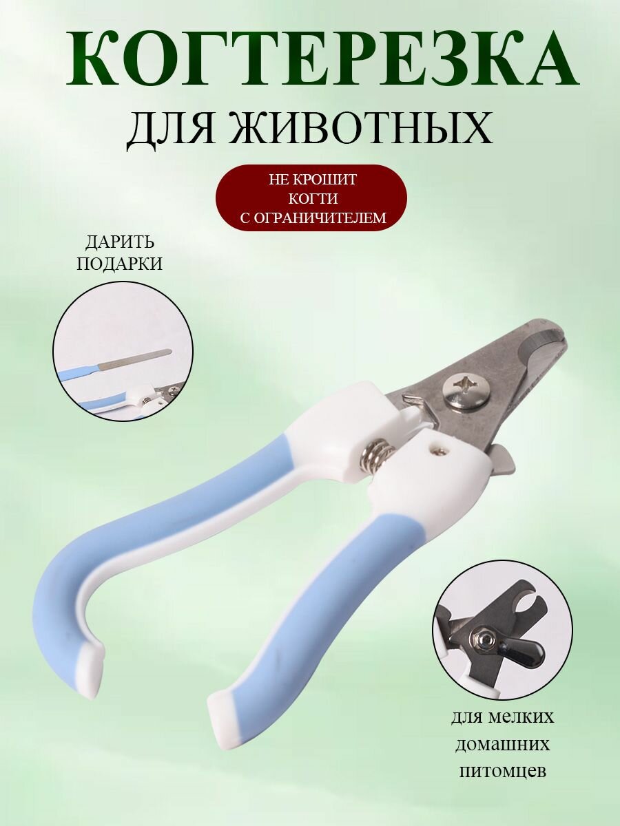 Когтерезка для кошек и собак синего цвета с ограничителем безопасная стрижка когтей в домашних условиях