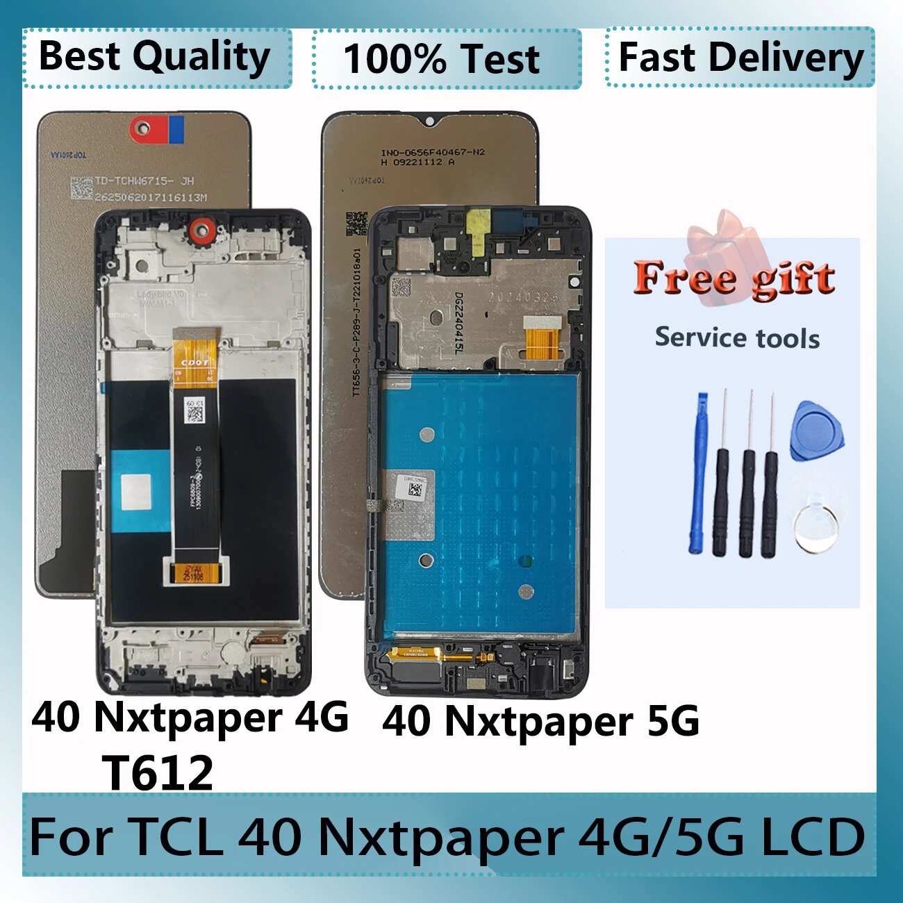Оригинальный ЖК-дисплей для TCL 40 NxtPaper 4G T612B, сенсорный экран в сборе 4G T612B With Frame