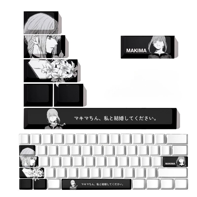 Makima Anime PBT Кейкапы для Механических Клавиатур Mad68/Ace68/Rainy75 7 keys set A