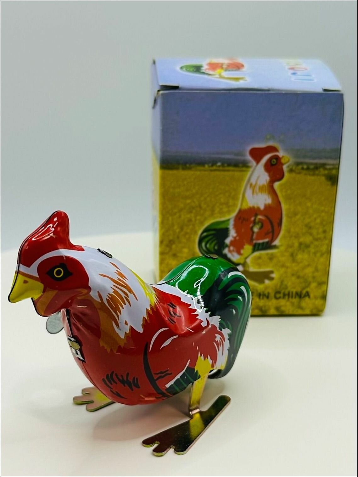 Игрушка заводная Металлический петушок, металл, 8см, красный