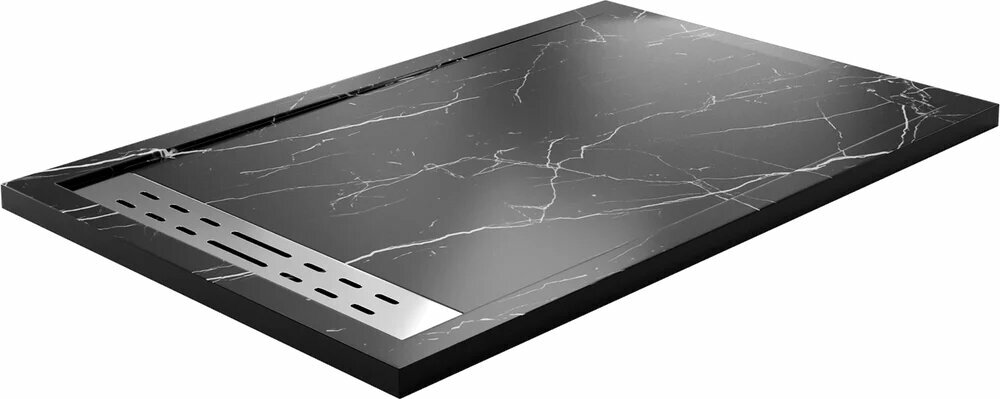 Поддон для душа Wasserkraft Neime 19T36 из искусственного камня, 140x90 см, черный, прямоугольный, низкий, с антискользящим покрытием