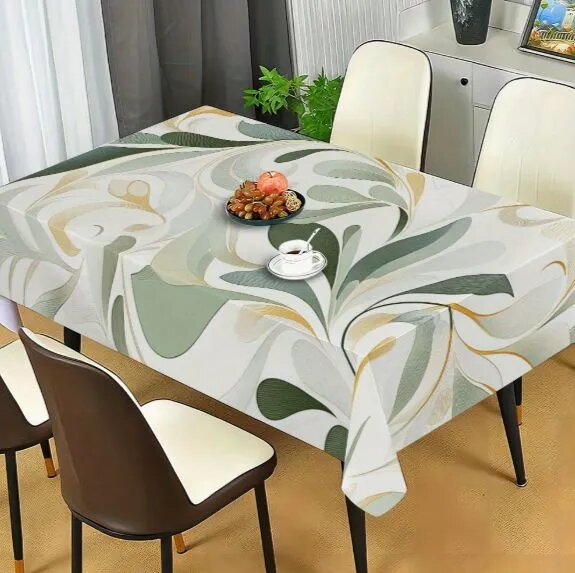 Скатерть с абстрактным цветочным узором 120x160 см, для кухни, тканевая
