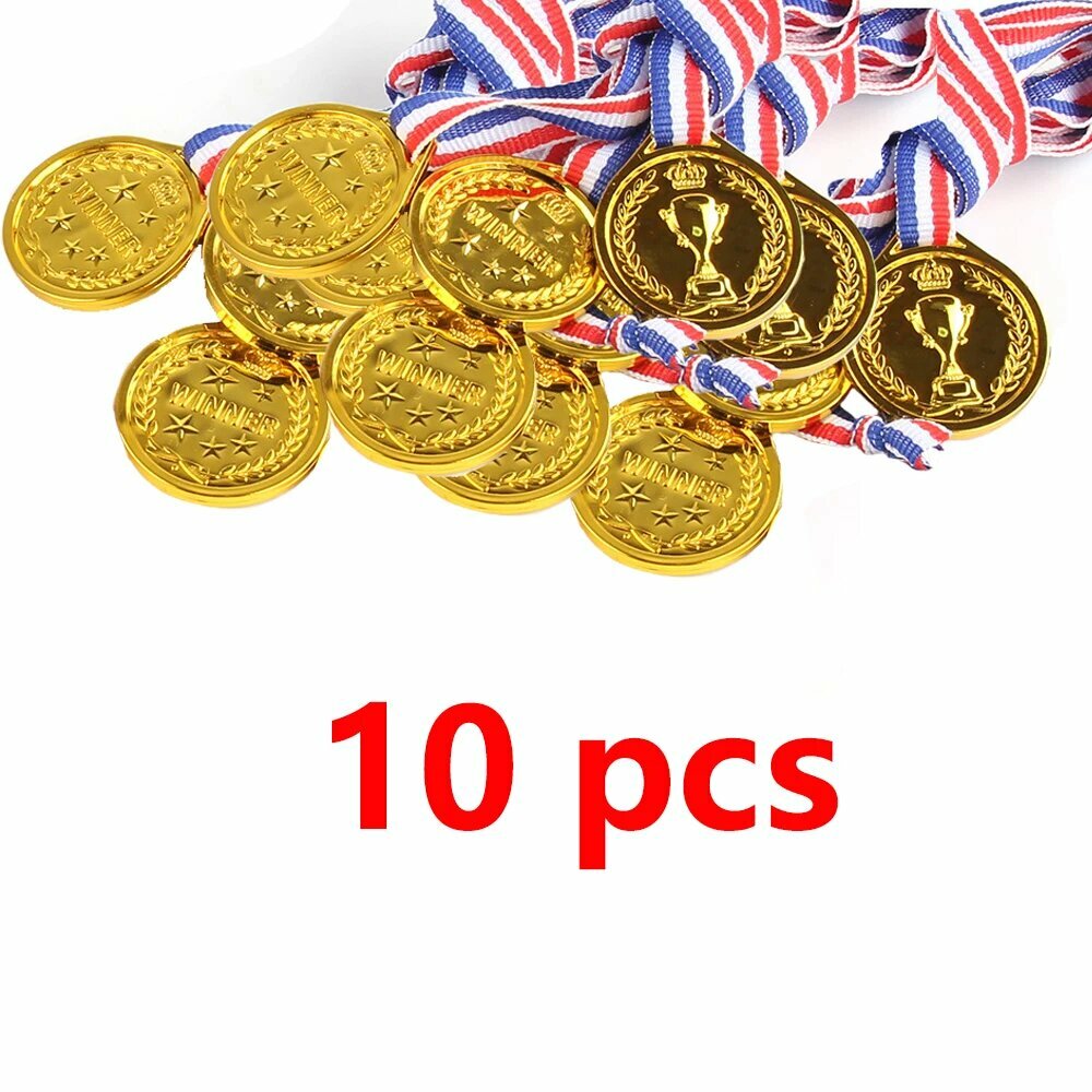 Пластиковые золотые медали для детей 10 pcs