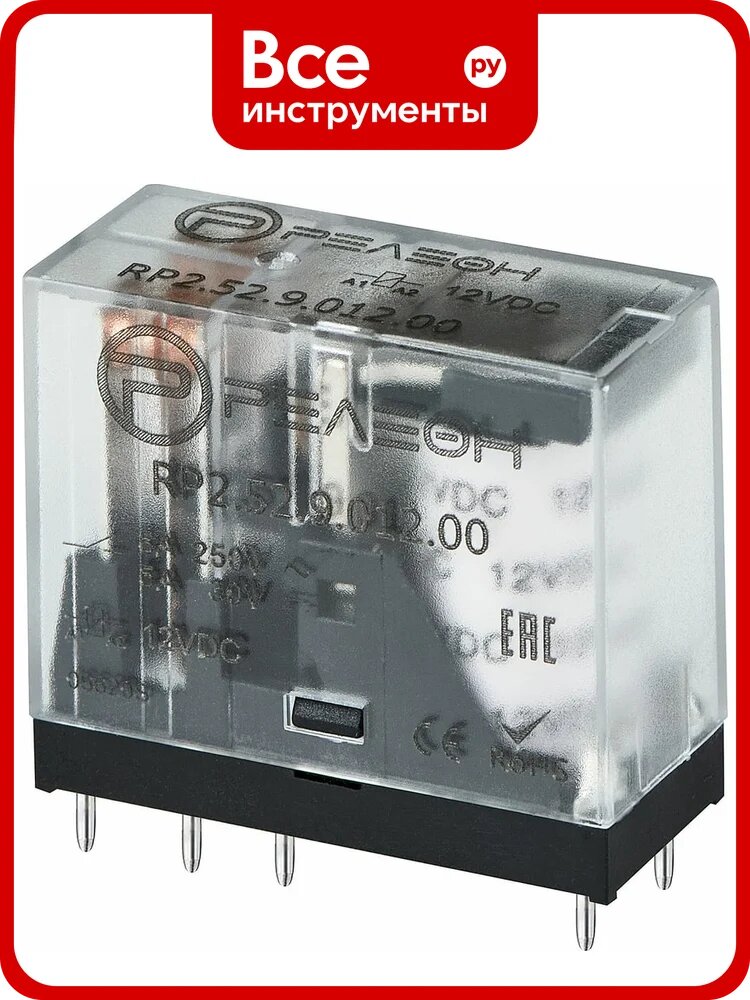 Промежуточное реле релеон 2 перекидных контакта 5А 12В DC RP252901200
