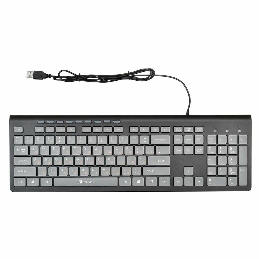 Клавиатура Oklick 480M черный/серый USB slim Multimedia 1067199