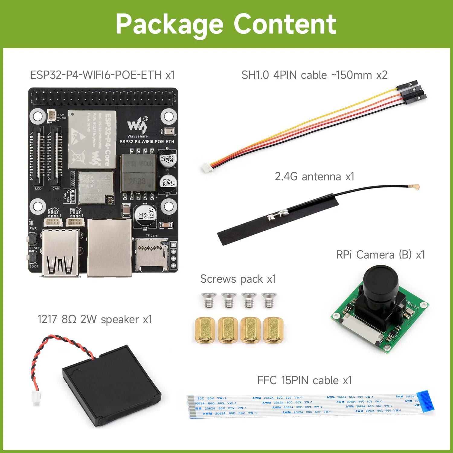 Waveshare ESP32-P4-WIFI6-POE-ETH, Цвет WIFI6-POE-ETH-C