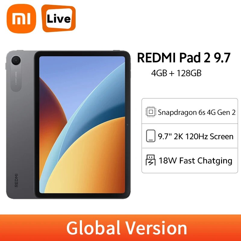 Планшет Xiaomi Redmi Pad 2, 9.7", 4/128ГБ, Wi-Fi, Android
