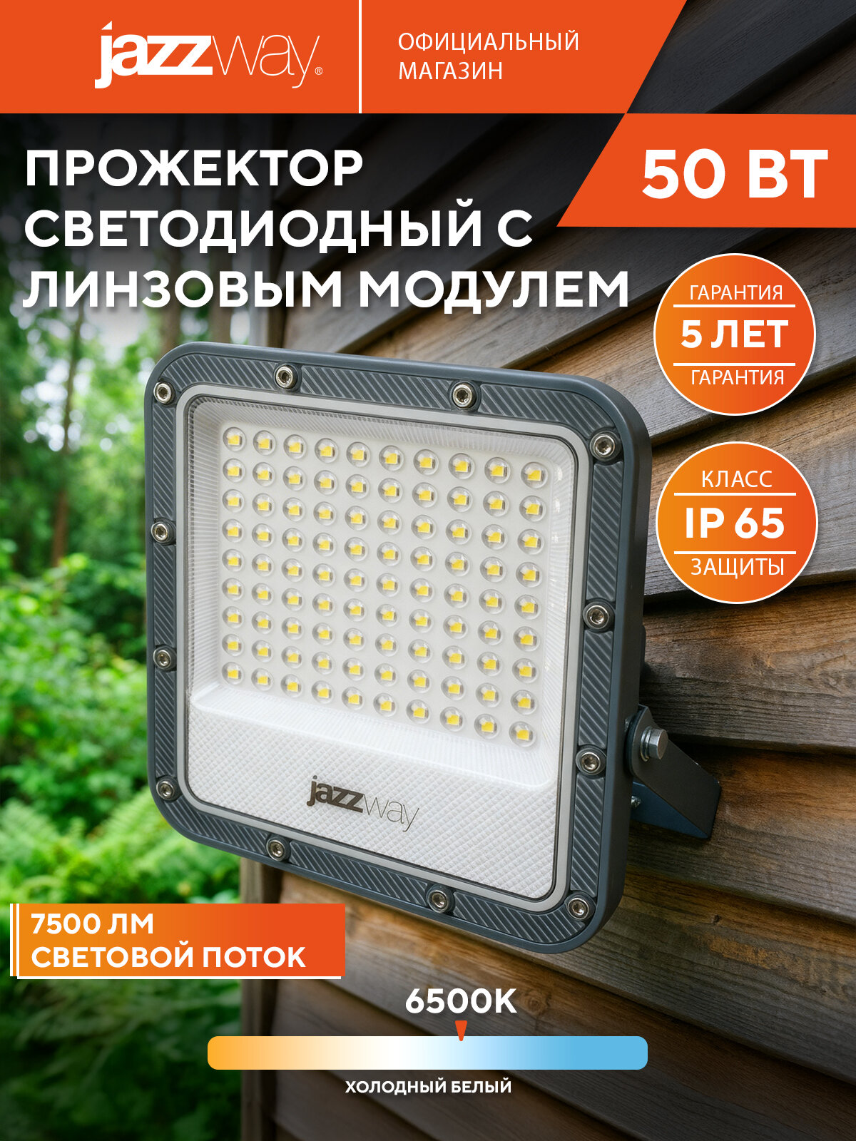 Прожектор светодиодный уличный Jazzway PFL-S4-50w 6500K IP65