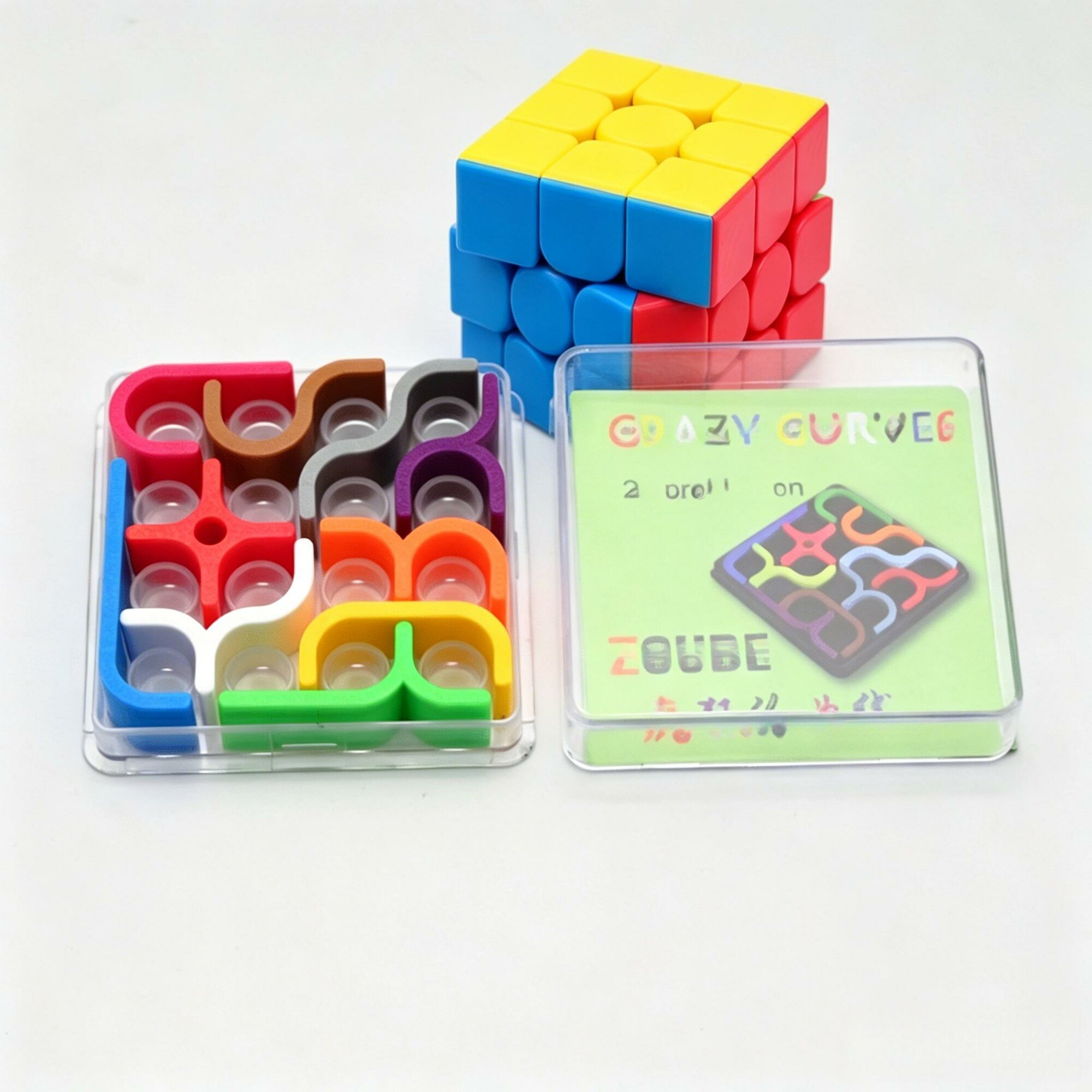 Головоломка "Crazy Geometric Line Matrix Box" (3-слойный скоростной кубик и геометрическая кривая, 2 штуки, цвет и форма случайные)