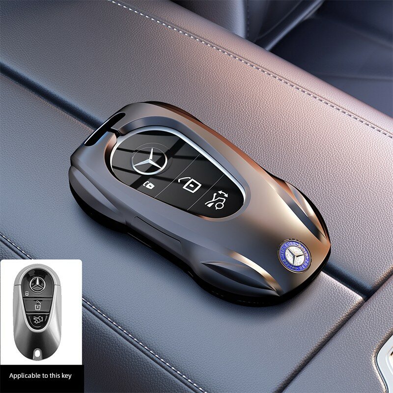 Чехол для ключа Mercedes-Benz темно-серый, одинарная оболочка без крючка для E300L/GLC300L/C260L