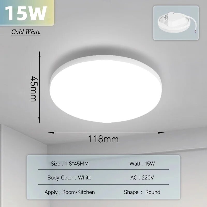 Светодиодный потолочный светильник 15-50 Вт A-15W, Warm light 3000K