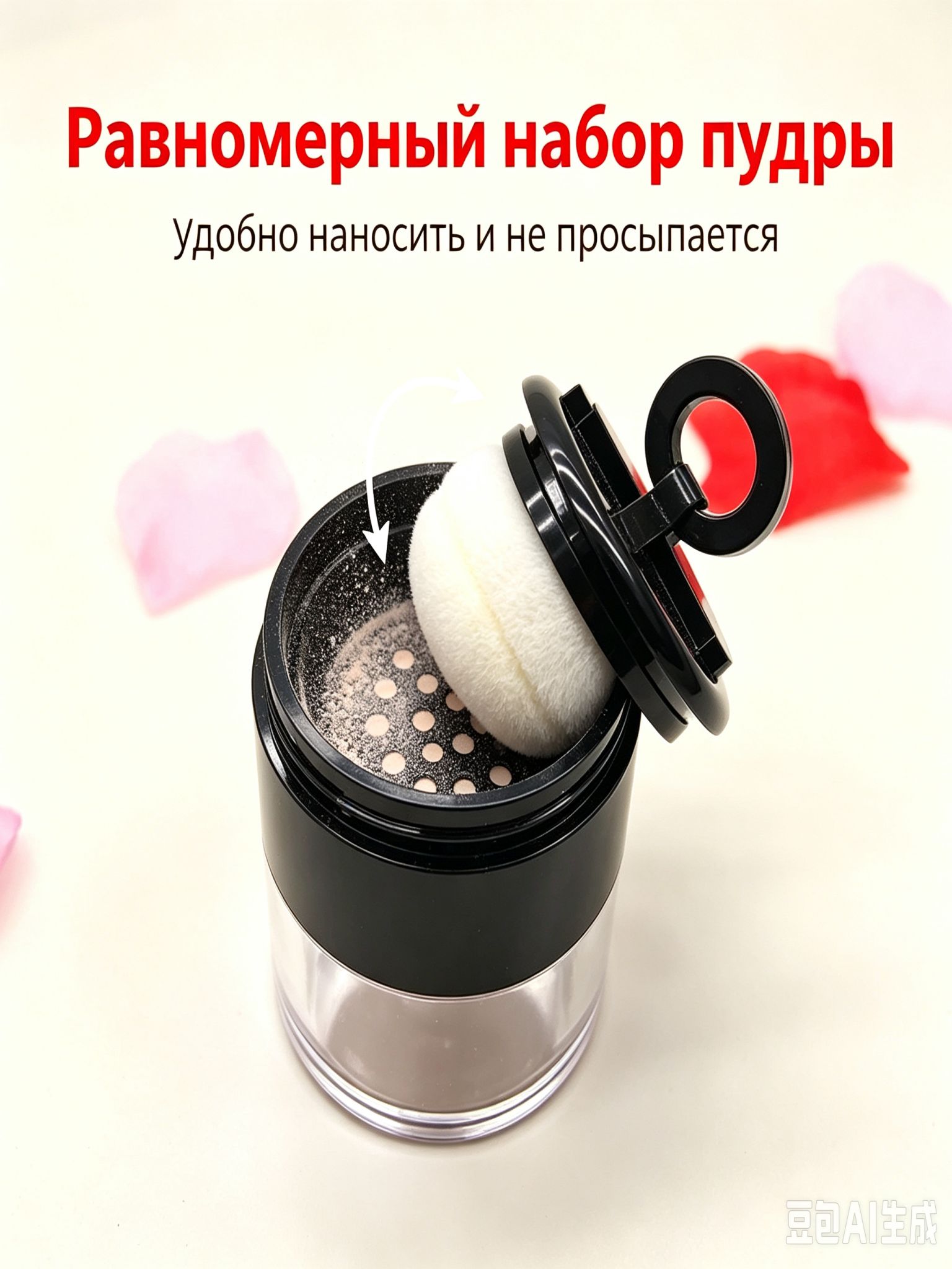 Пудреница мини-грибок 10 г с зеркалом и пуховкой, дорожный контейнер для рассыпчатой пудры с крышкой