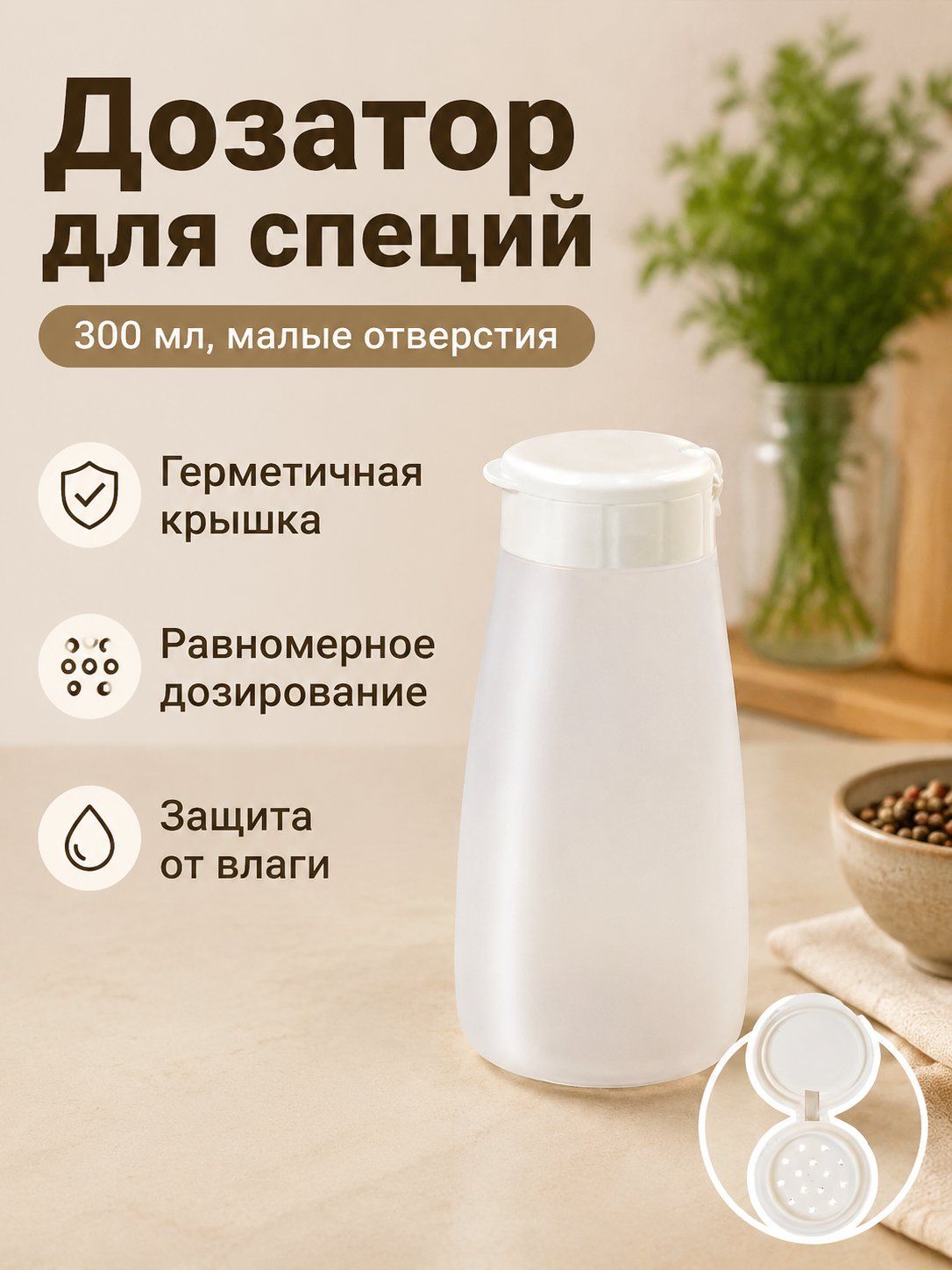 Банка для сыпучих продуктов 300 мл 1 шт abs пластик