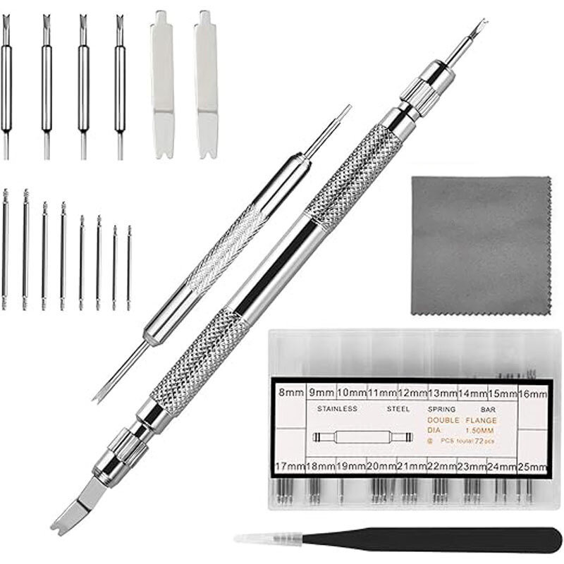 Набор инструментов для снятия пружинных штифтов часов из нержавеющей стали, 62 предмета.