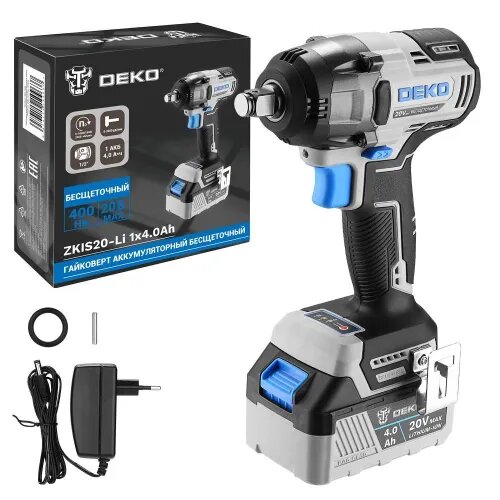 Гайковерт аккумуляторный бесщеточный DEKO ZKIS20-Li 20В 1x4Ач 400Нм 084-1046