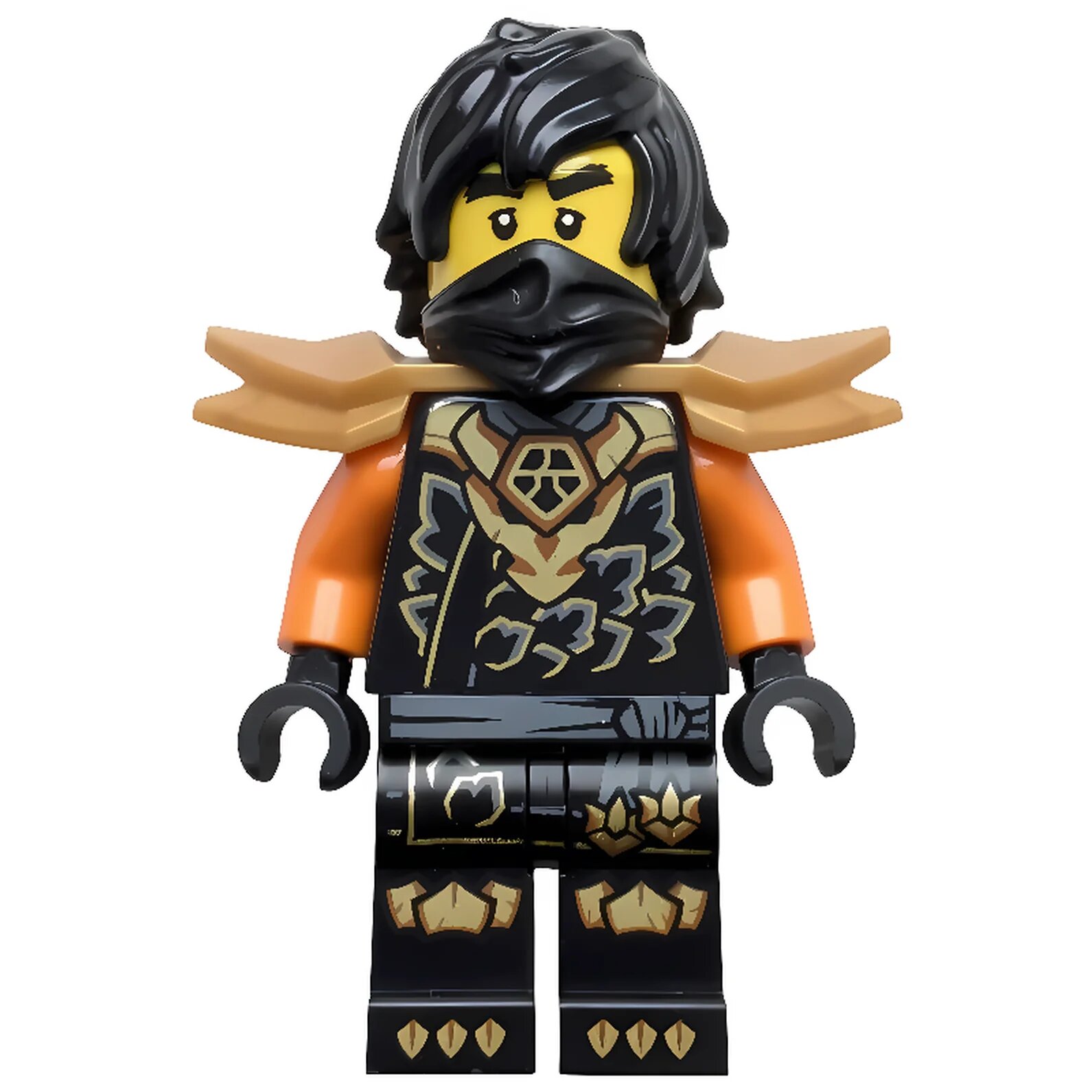 Минифигурка Lego NINJAGO Cole - Dragons Rising, Tunic with Dragon Head, Hair, Wide Pearl Gold Shoulder Armor njo1038 U