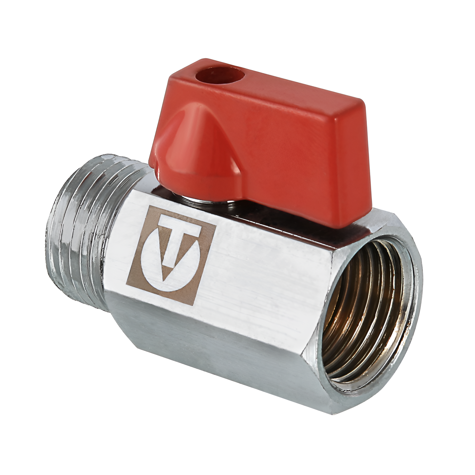 Шаровой кран Valtec MINI VT.331. N.04, 1/2 внутренний-наружный, размер 4.3x4.3x4.3 см