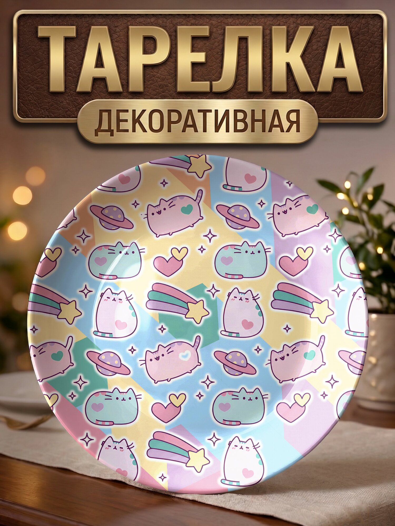 Тарелка декоративная Разноцветный пушин
