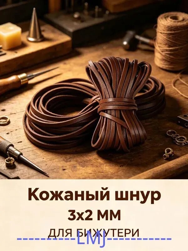 Натуральная кожаная лента для декора и рукоделия, 500 см