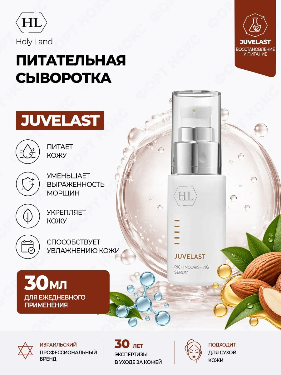 Питательная сыворотка для лица Holy Land JUVELAST Rich Nourishing Serum с пептидами, 30 мл