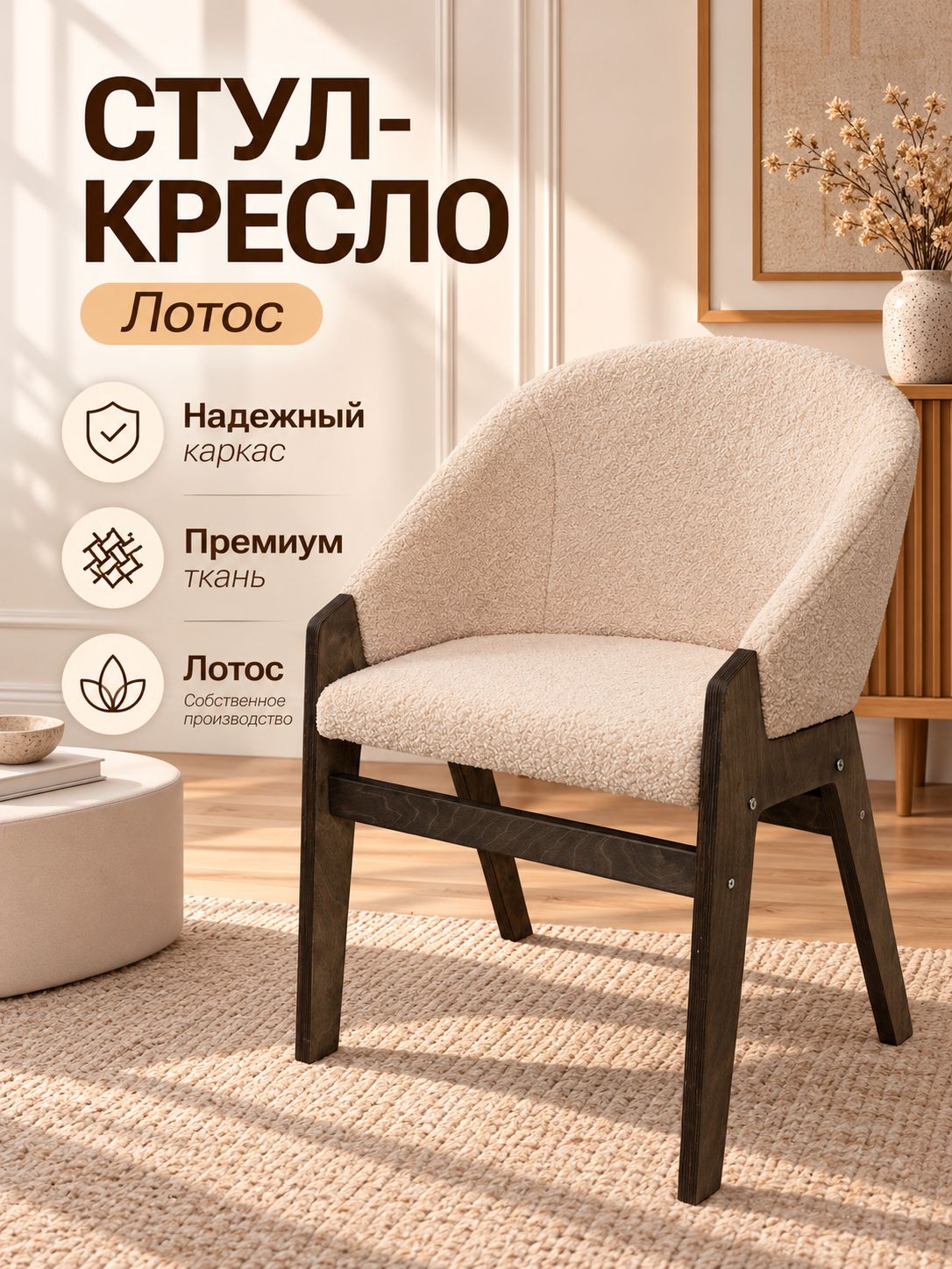 Стул мягкий со спинкой кухонный LOTOS